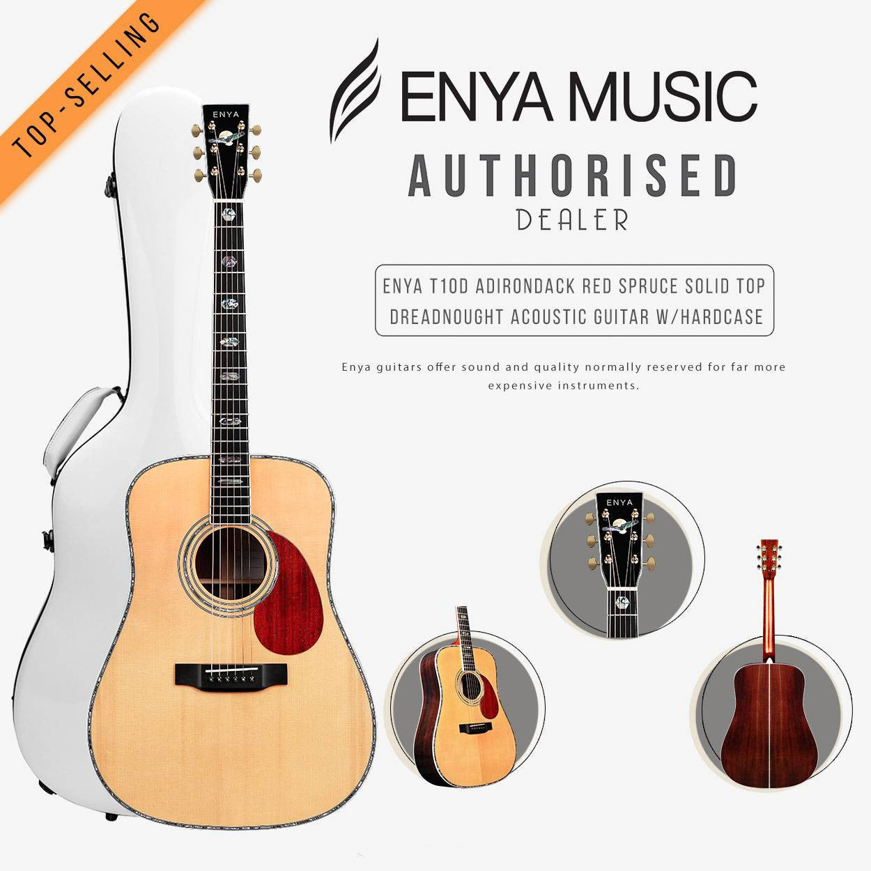 Đàn Guitar Acoustic Enya T-10D w/Case – Mai Nguyên Music
